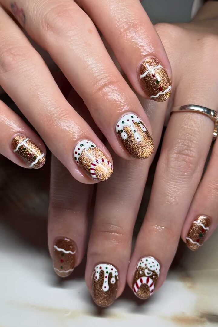 20 Gingerbread Nail Art Ideas for the Coziest Holiday Mani