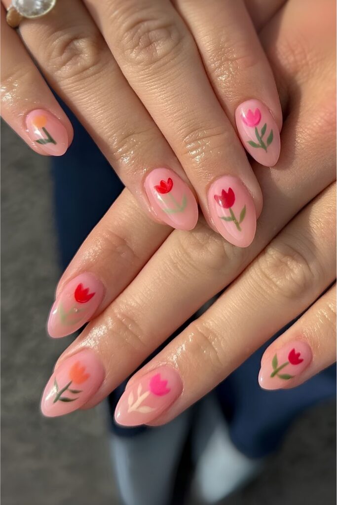 Tulip Nail Art Is Trending—Here are the 20 Cutest Sets | The Pink Issue